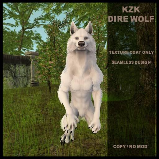 Second Life Marketplace Kzk Dire Wolf Texture Applier Snowy White Wolf